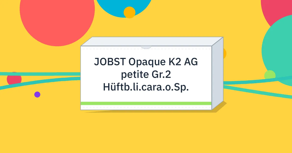 Symbolbild: Packung mit der Aufschrift JOBST Opaque K2 AG petite Gr.2 Hüftb.li.cara.o.Sp. (PZN 13113898) – Verfügbarkeit und Bezug in Apotheken in Frankfurt am Main