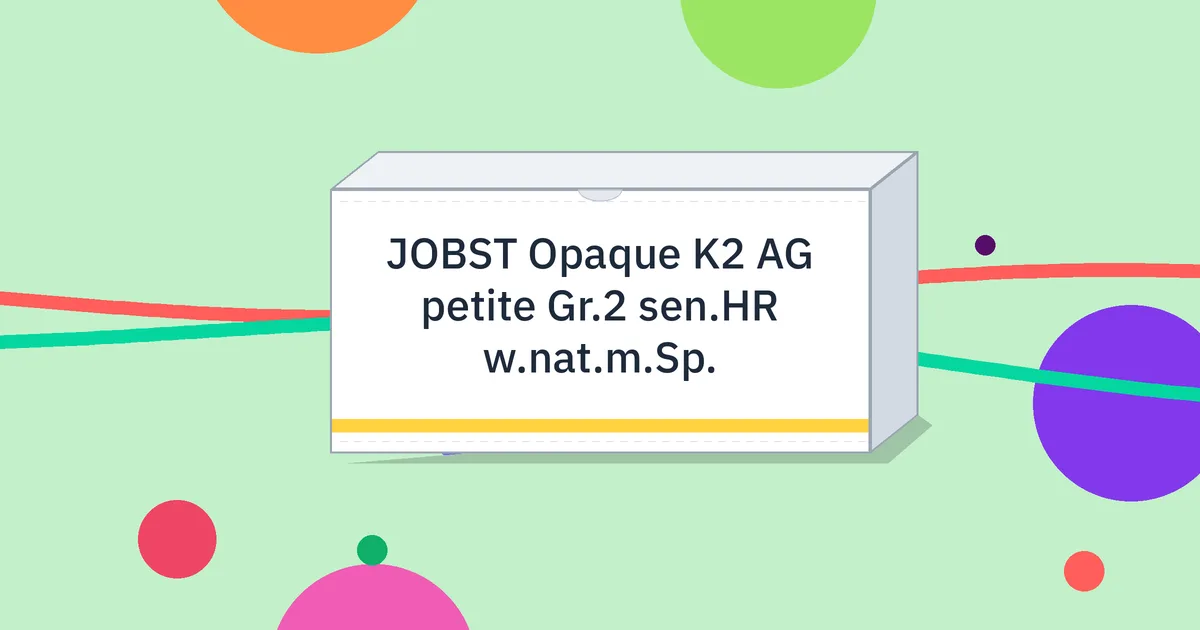 Symbolbild: Packung mit der Aufschrift JOBST Opaque K2 AG petite Gr.2 sen.HR w.nat.m.Sp. (PZN 11256949) – Verfügbarkeit und Bezug in Apotheken in Frankfurt am Main