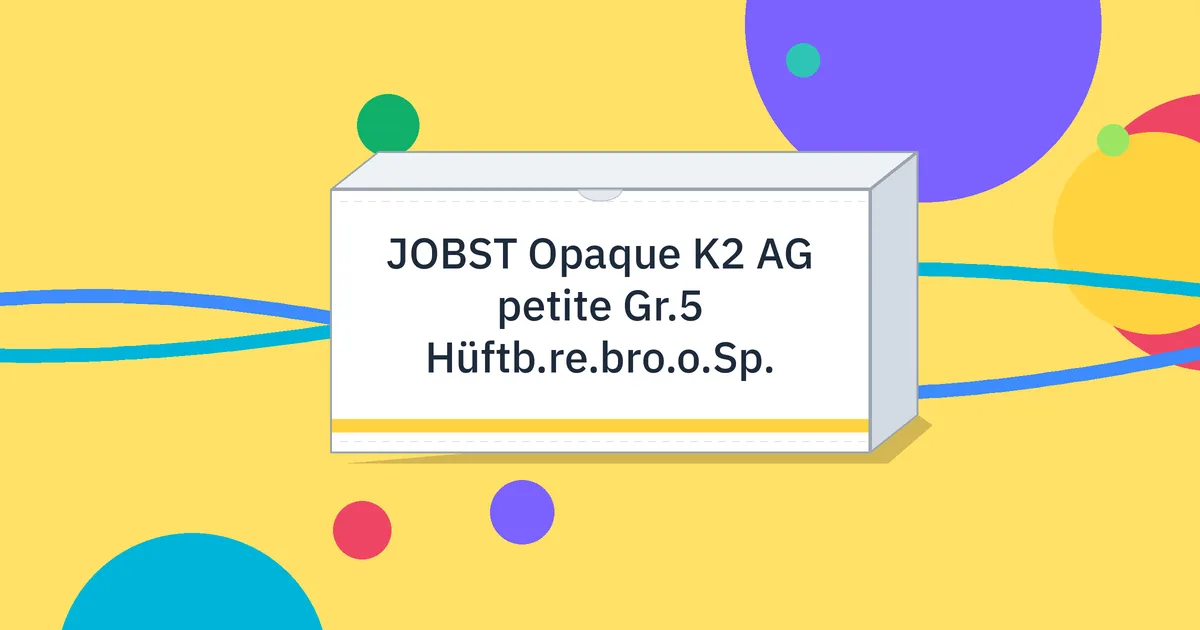 Symbolbild: Packung mit der Aufschrift JOBST Opaque K2 AG petite Gr.5 Hüftb.re.bro.o.Sp. (PZN 13115294) – Verfügbarkeit und Bezug in Apotheken in Frankfurt am Main