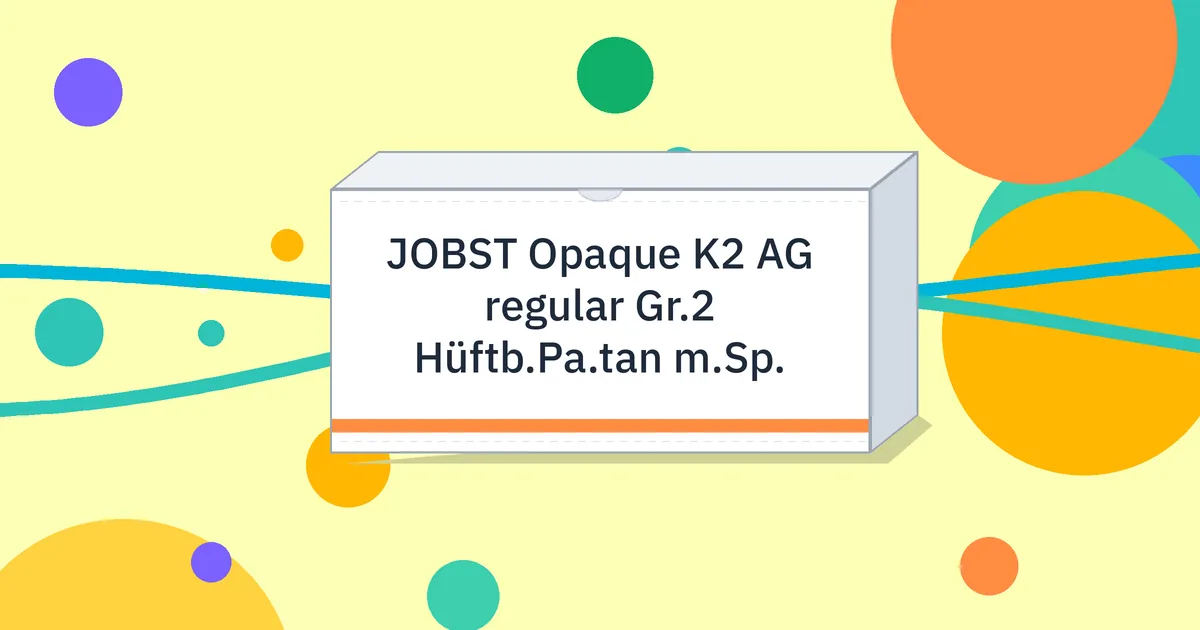Symbolbild: Packung mit der Aufschrift JOBST Opaque K2 AG regular Gr.2 Hüftb.Pa.tan m.Sp. (PZN 16287191) – Verfügbarkeit und Bezug in Apotheken in Frankfurt am Main