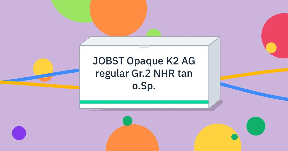 Symbolbild: Packung mit der Aufschrift JOBST Opaque K2 AG regular Gr.2 NHR tan o.Sp. (PZN 16280970) – Verfügbarkeit und Bezug in Apotheken in Frankfurt am Main