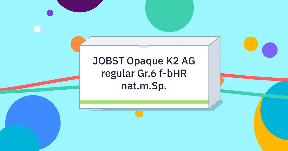 Symbolbild: Packung mit der Aufschrift JOBST Opaque K2 AG regular Gr.6 f-bHR nat.m.Sp. (PZN 11252549) – Verfügbarkeit und Bezug in Apotheken in Frankfurt am Main