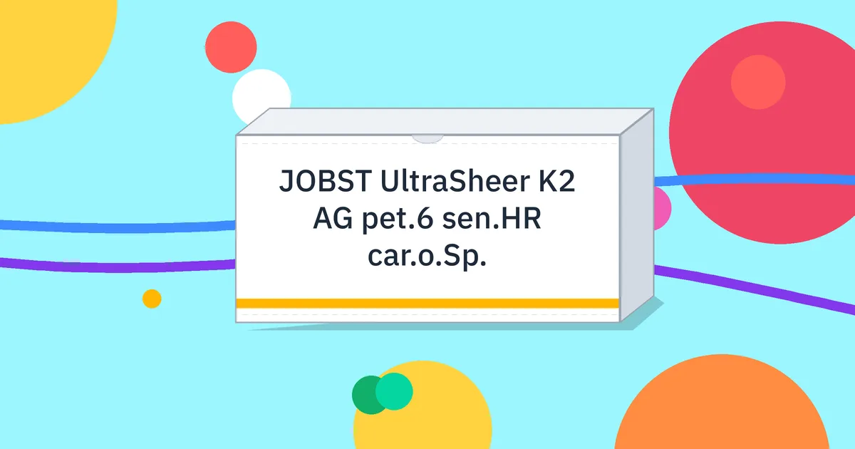 Symbolbild: Packung mit der Aufschrift JOBST UltraSheer K2 AG pet.6 sen.HR car.o.Sp. (PZN 11265210) – Verfügbarkeit und Bezug in Apotheken in Frankfurt am Main