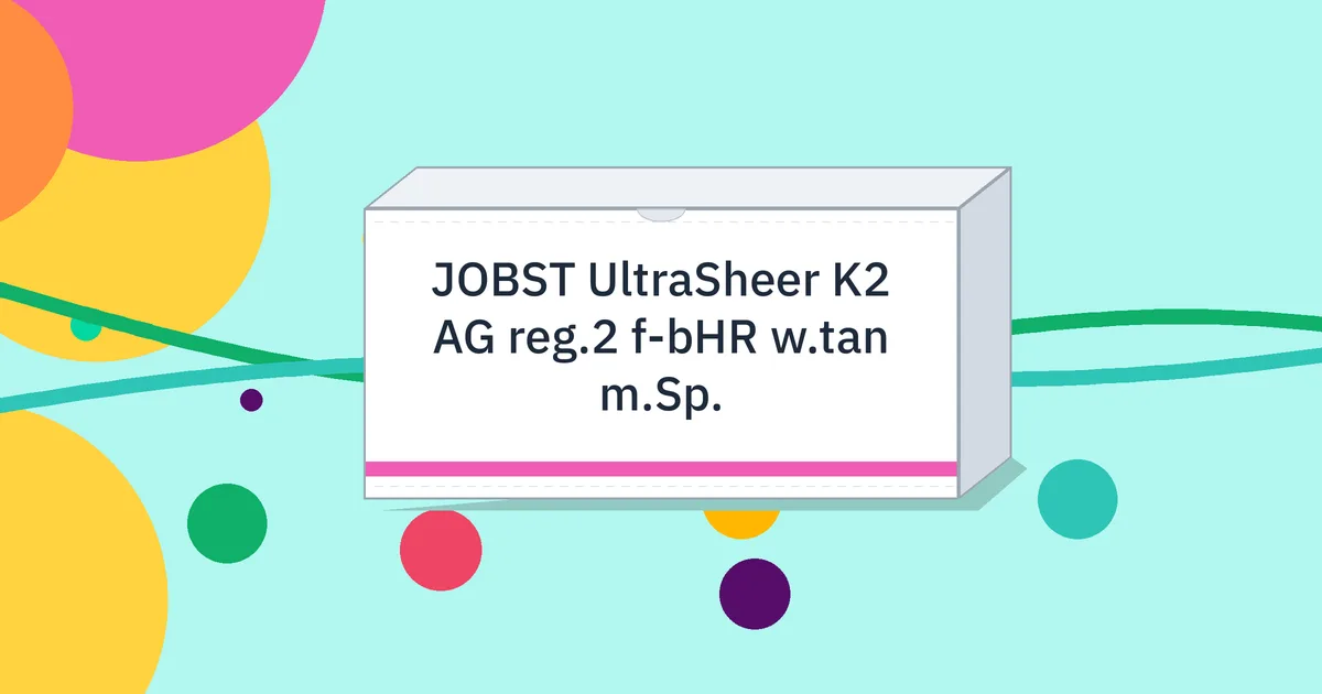Symbolbild: Packung mit der Aufschrift JOBST UltraSheer K2 AG reg.2 f-bHR w.tan m.Sp. (PZN 16302217) – Verfügbarkeit und Bezug in Apotheken in Frankfurt am Main