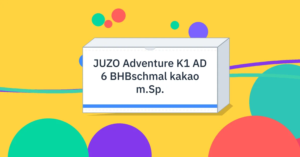Symbolbild: Packung mit der Aufschrift JUZO Adventure K1 AD 6 BHBschmal kakao m.Sp. (PZN 15495970) – Verfügbarkeit und Bezug in Apotheken in Frankfurt am Main