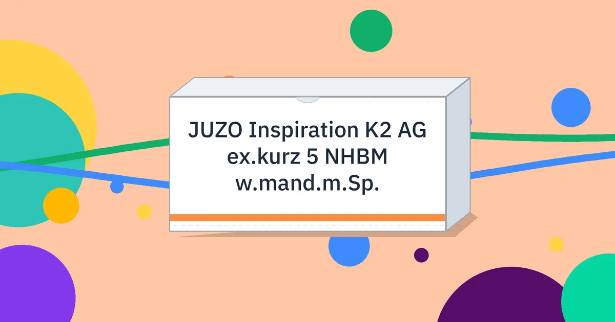 Symbolbild: Packung mit der Aufschrift JUZO Inspiration K2 AG ex.kurz 5 NHBM w.mand.m.Sp. (PZN 14925345) – Verfügbarkeit und Bezug in Apotheken in Frankfurt am Main