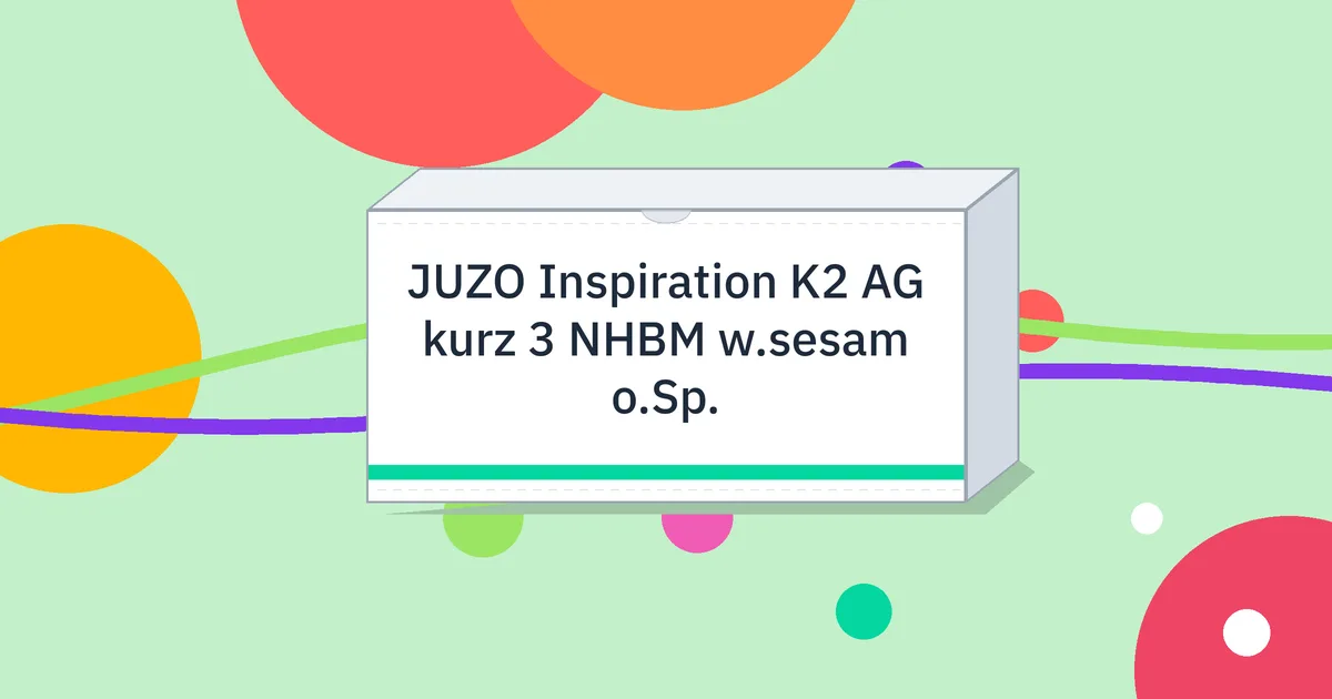 Symbolbild: Packung mit der Aufschrift JUZO Inspiration K2 AG kurz 3 NHBM w.sesam o.Sp. (PZN 14948694) – Verfügbarkeit und Bezug in Apotheken in Frankfurt am Main