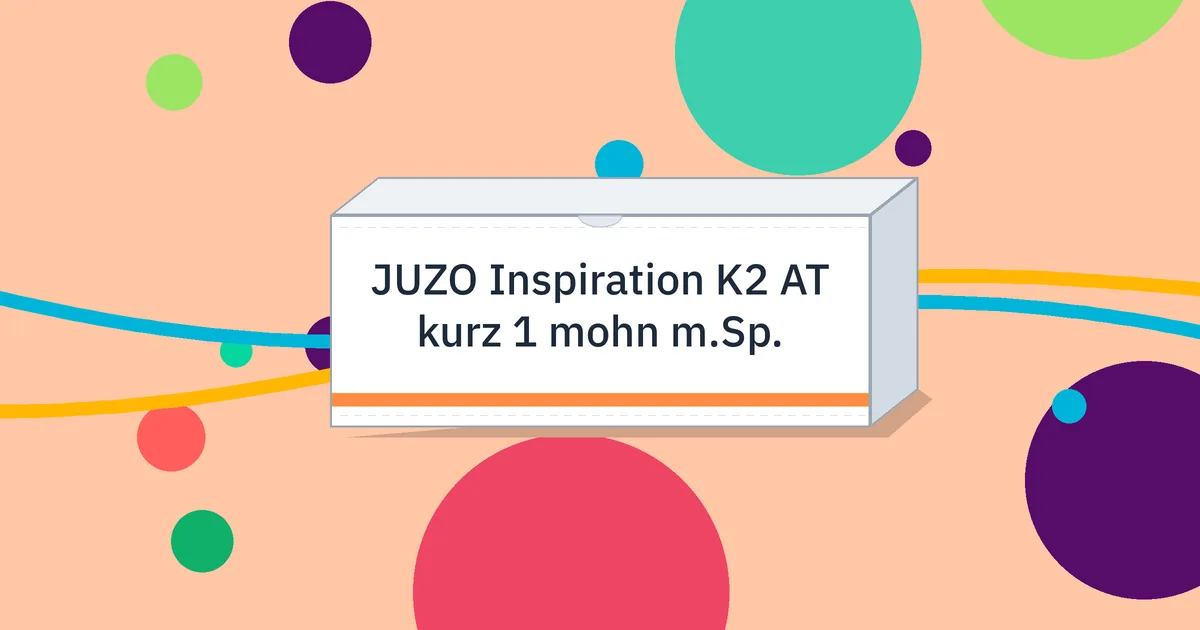 Symbolbild: Packung mit der Aufschrift JUZO Inspiration K2 AT kurz 1 mohn m.Sp. (PZN 14930702) – Verfügbarkeit und Bezug in Apotheken in Frankfurt am Main