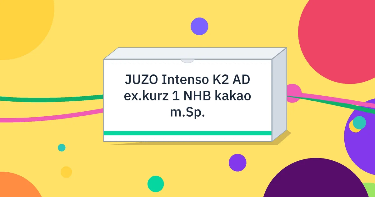 Symbolbild: Packung mit der Aufschrift JUZO Intenso K2 AD ex.kurz 1 NHB kakao m.Sp. (PZN 18611810) – Verfügbarkeit und Bezug in Apotheken in Frankfurt am Main