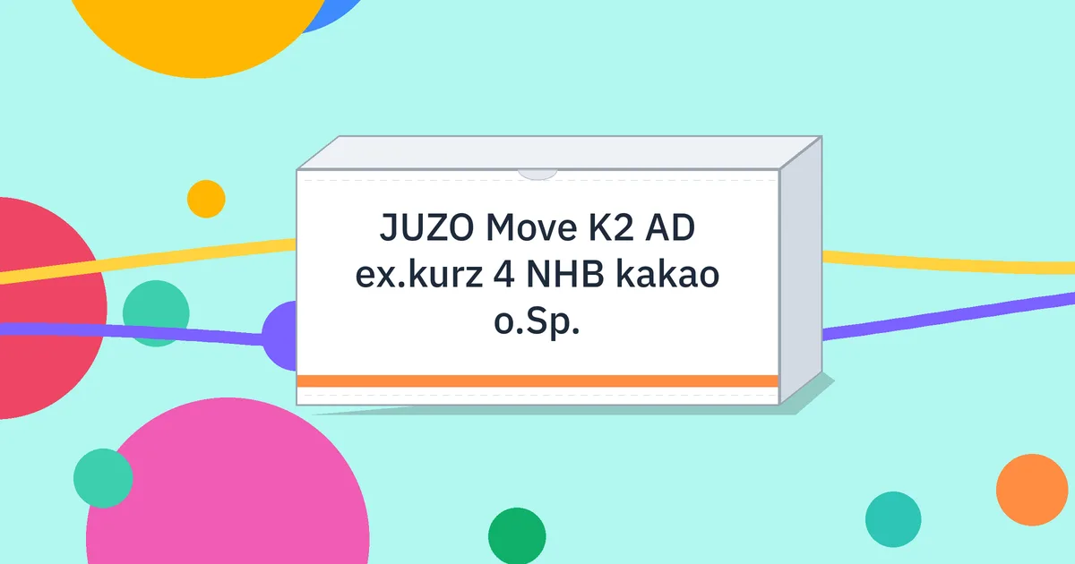 Symbolbild: Packung mit der Aufschrift JUZO Move K2 AD ex.kurz 4 NHB kakao o.Sp. (PZN 18542546) – Verfügbarkeit und Bezug in Apotheken in Frankfurt am Main