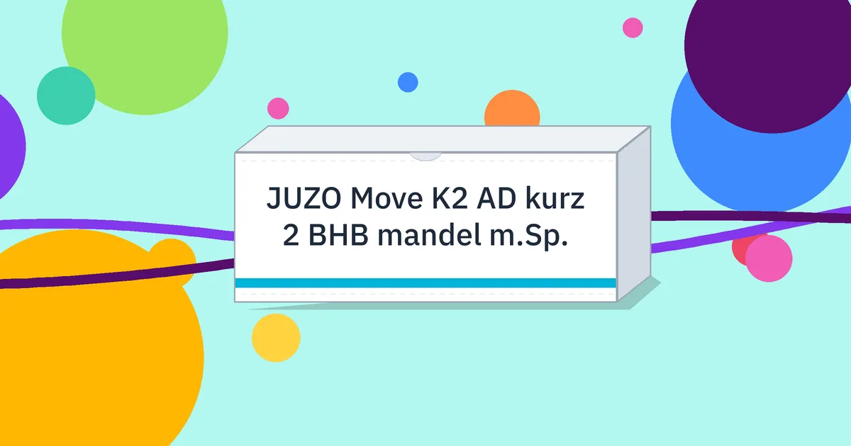 Symbolbild: Packung mit der Aufschrift JUZO Move K2 AD kurz 2 BHB mandel m.Sp. (PZN 16340502) – Verfügbarkeit und Bezug in Apotheken in Frankfurt am Main