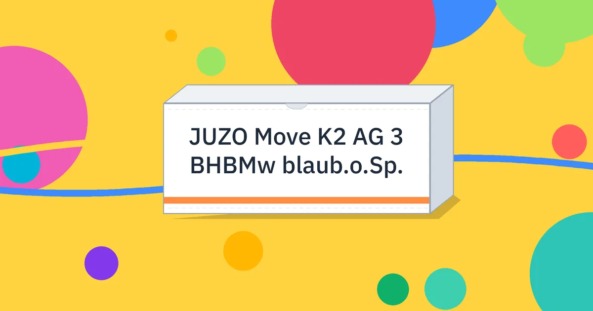 Symbolbild: Packung mit der Aufschrift JUZO Move K2 AG 3 BHBMw blaub.o.Sp. (PZN 18558406) – Verfügbarkeit und Bezug in Apotheken in Frankfurt am Main