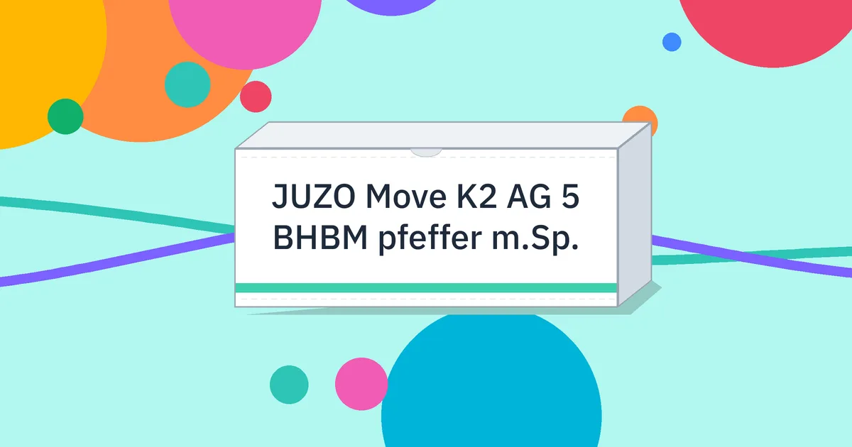 Symbolbild: Packung mit der Aufschrift JUZO Move K2 AG 5 BHBM pfeffer m.Sp. (PZN 16647577) – Verfügbarkeit und Bezug in Apotheken in Frankfurt am Main