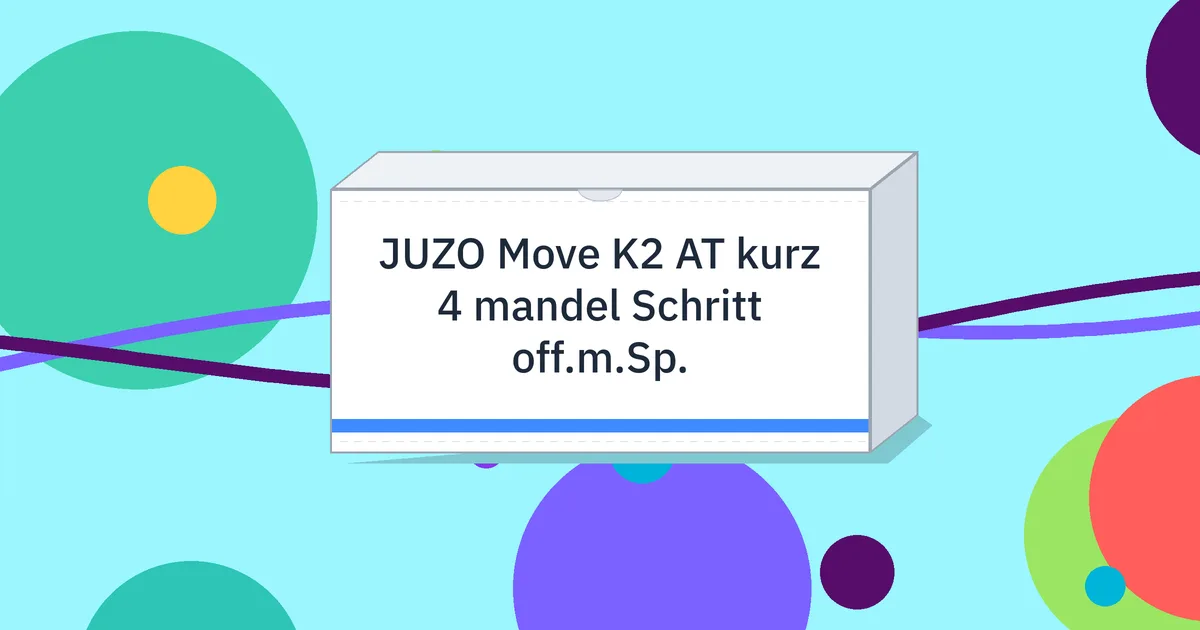 Symbolbild: Packung mit der Aufschrift JUZO Move K2 AT kurz 4 mandel Schritt off.m.Sp. (PZN 20674522) – Verfügbarkeit und Bezug in Apotheken in Frankfurt am Main