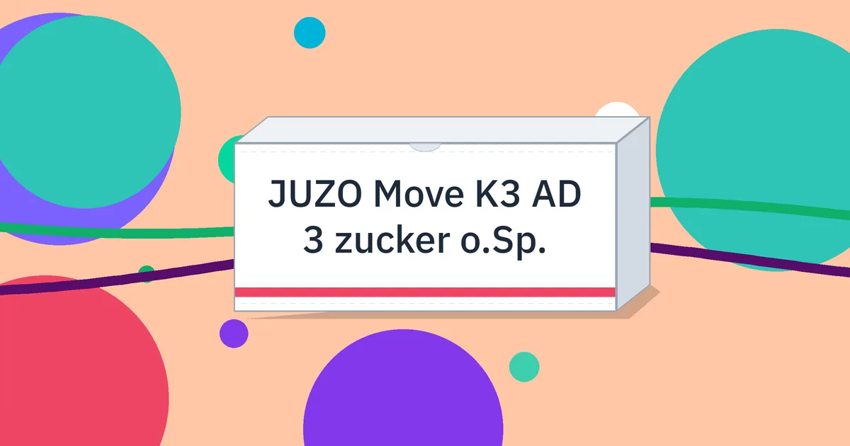 Symbolbild: Packung mit der Aufschrift JUZO Move K3 AD 3 zucker o.Sp. (PZN 18567196) – Verfügbarkeit und Bezug in Apotheken in Frankfurt am Main