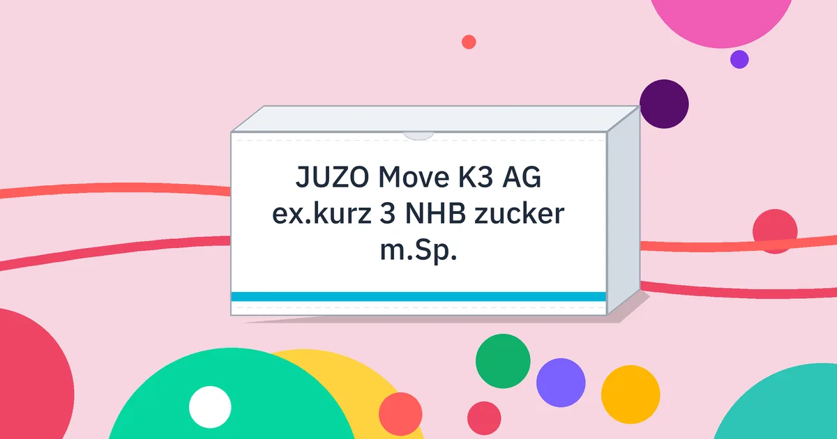 Symbolbild: Packung mit der Aufschrift JUZO Move K3 AG ex.kurz 3 NHB zucker m.Sp. (PZN 18583002) – Verfügbarkeit und Bezug in Apotheken in Frankfurt am Main