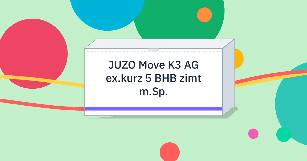Symbolbild: Packung mit der Aufschrift JUZO Move K3 AG ex.kurz 5 BHB zimt m.Sp. (PZN 18583568) – Verfügbarkeit und Bezug in Apotheken in Frankfurt am Main