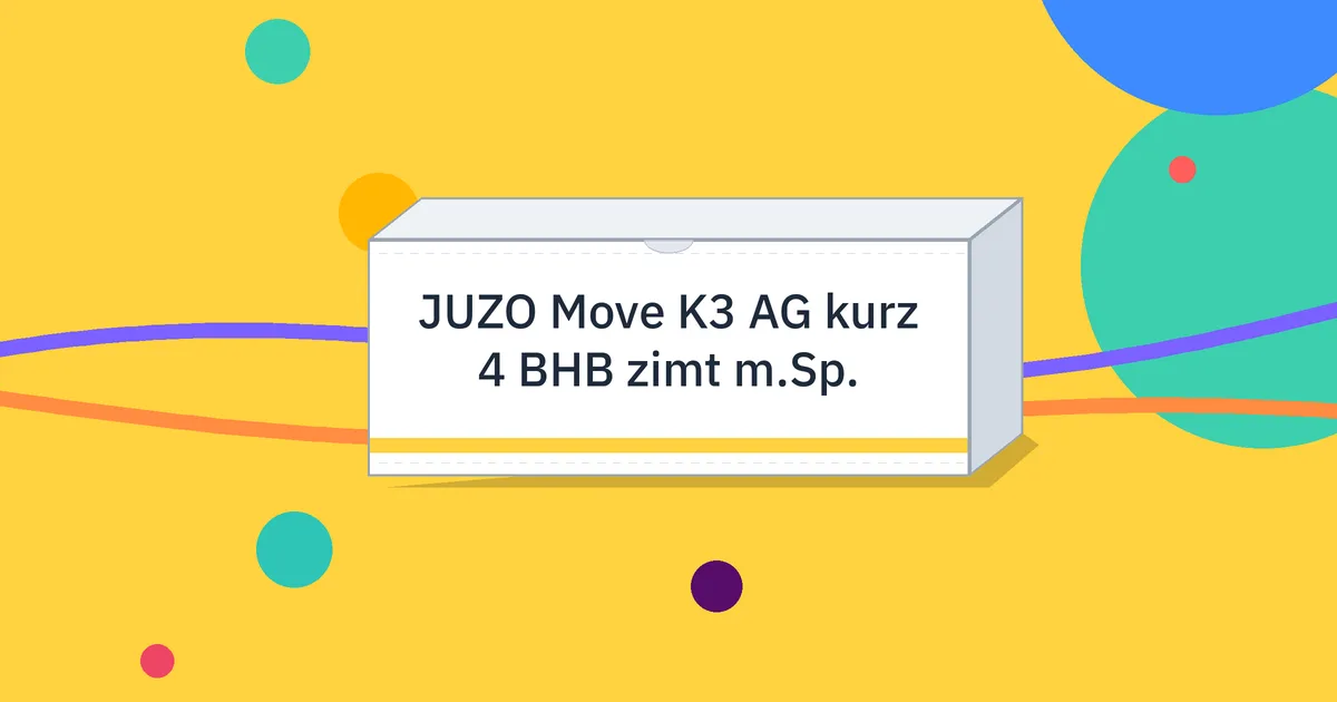 Symbolbild: Packung mit der Aufschrift JUZO Move K3 AG kurz 4 BHB zimt m.Sp. (PZN 18579584) – Verfügbarkeit und Bezug in Apotheken in Frankfurt am Main