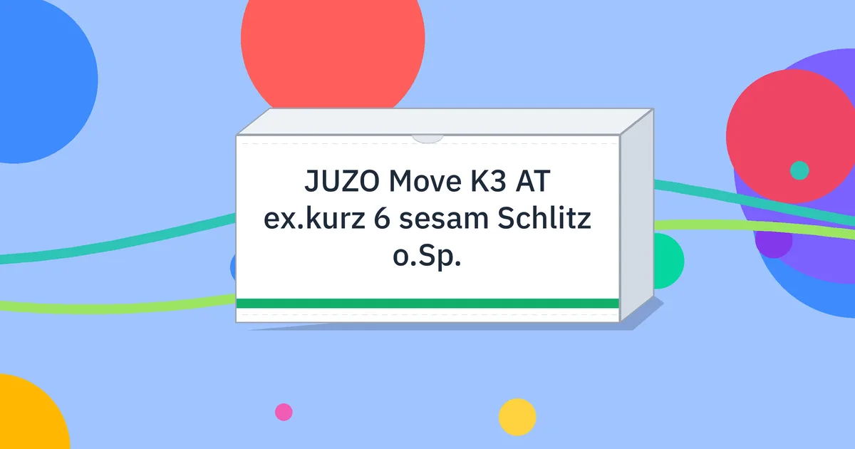 Symbolbild: Packung mit der Aufschrift JUZO Move K3 AT ex.kurz 6 sesam Schlitz o.Sp. (PZN 20682622) – Verfügbarkeit und Bezug in Apotheken in Frankfurt am Main