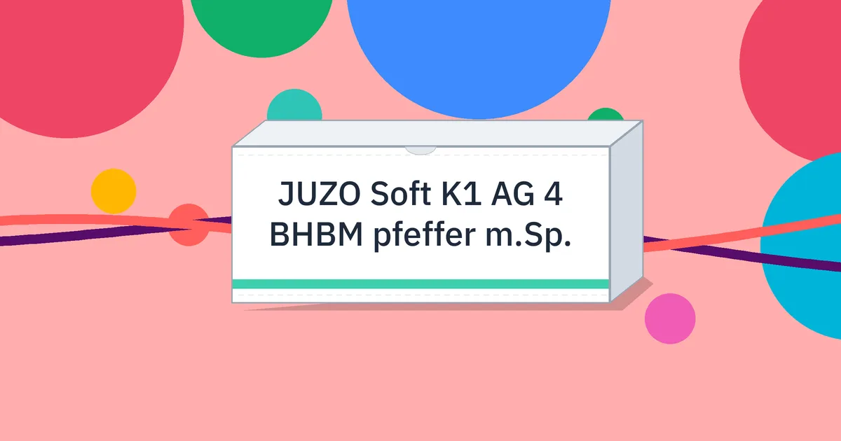 Symbolbild: Packung mit der Aufschrift JUZO Soft K1 AG 4 BHBM pfeffer m.Sp. (PZN 14854800) – Verfügbarkeit und Bezug in Apotheken in Frankfurt am Main