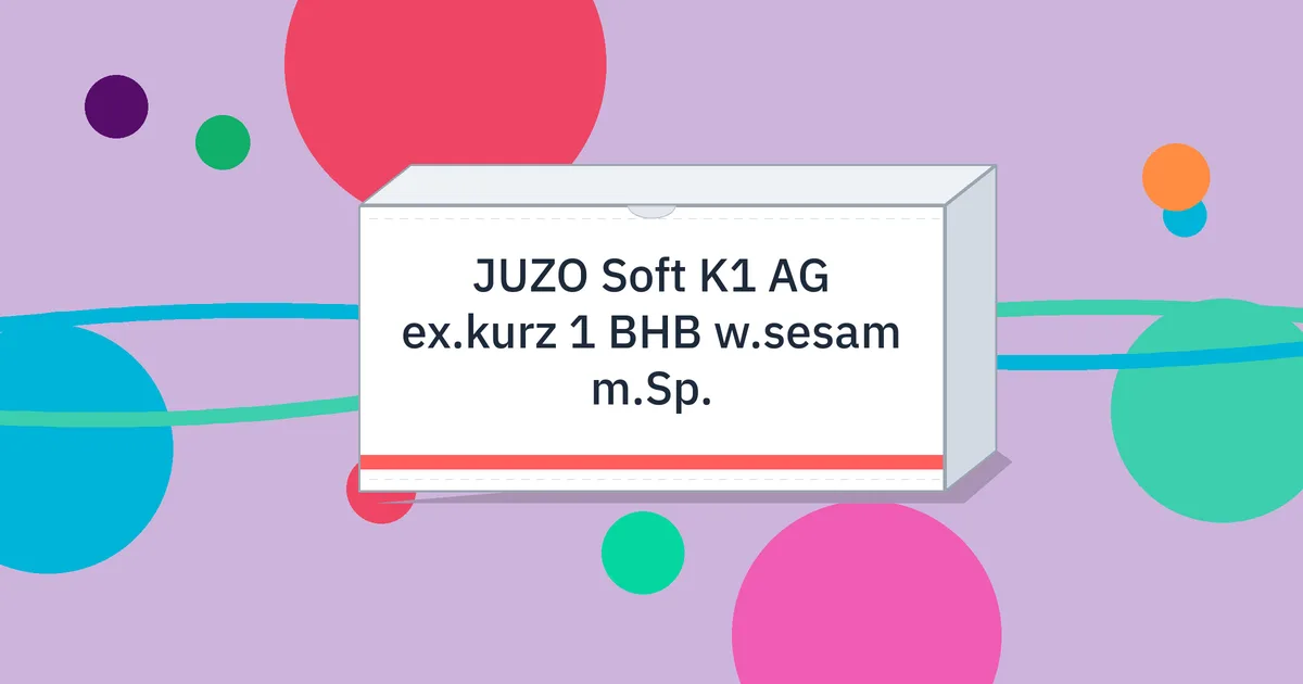 Symbolbild: Packung mit der Aufschrift JUZO Soft K1 AG ex.kurz 1 BHB w.sesam m.Sp. (PZN 14839367) – Verfügbarkeit und Bezug in Apotheken in Frankfurt am Main