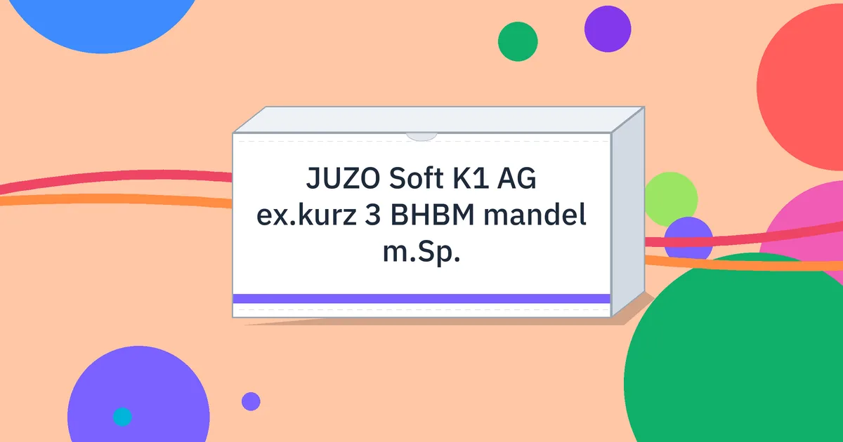 Symbolbild: Packung mit der Aufschrift JUZO Soft K1 AG ex.kurz 3 BHBM mandel m.Sp. (PZN 14856489) – Verfügbarkeit und Bezug in Apotheken in Frankfurt am Main