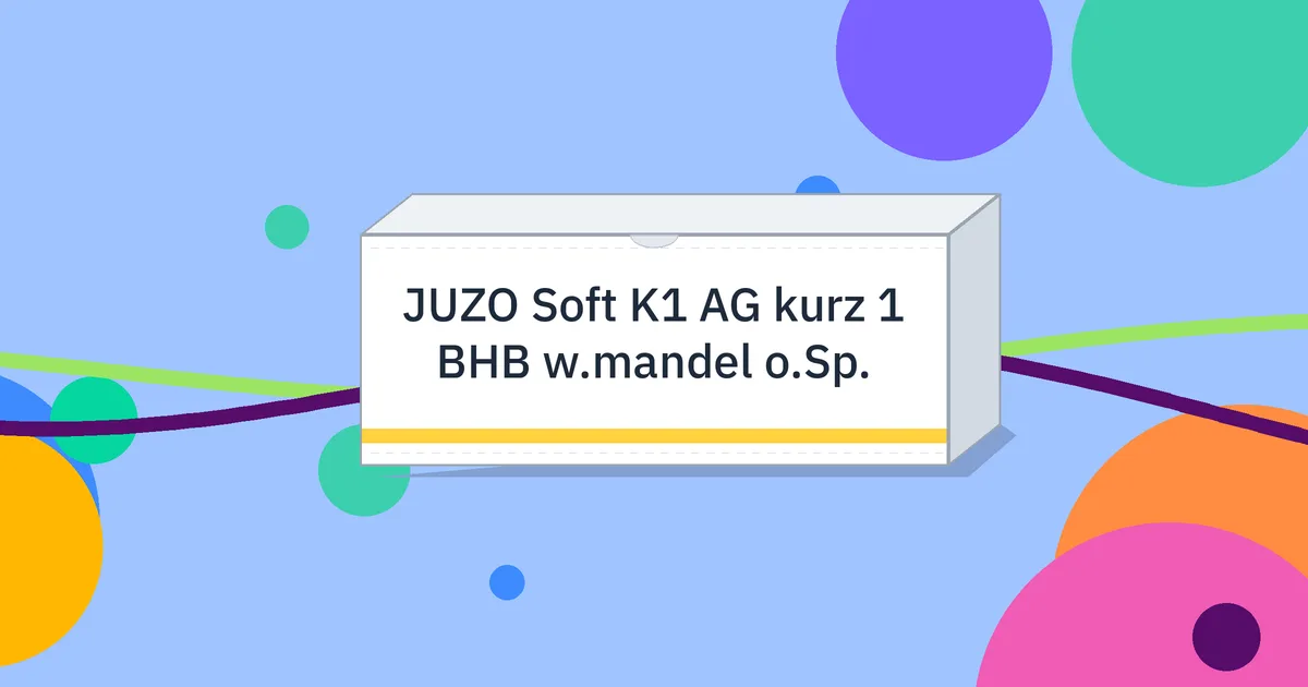 Symbolbild: Packung mit der Aufschrift JUZO Soft K1 AG kurz 1 BHB w.mandel o.Sp. (PZN 14838913) – Verfügbarkeit und Bezug in Apotheken in Frankfurt am Main