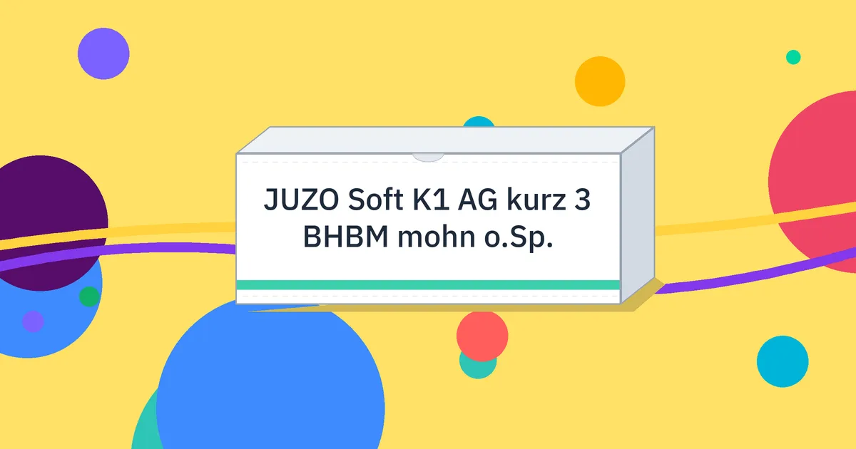Symbolbild: Packung mit der Aufschrift JUZO Soft K1 AG kurz 3 BHBM mohn o.Sp. (PZN 14857885) – Verfügbarkeit und Bezug in Apotheken in Frankfurt am Main