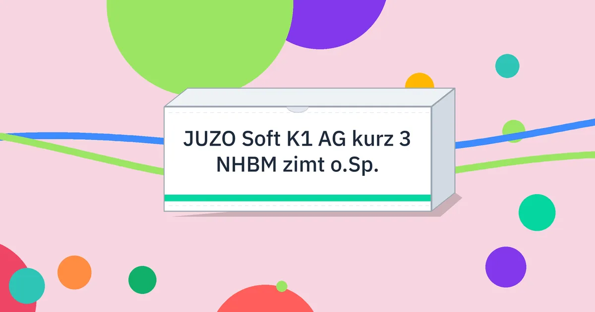 Symbolbild: Packung mit der Aufschrift JUZO Soft K1 AG kurz 3 NHBM zimt o.Sp. (PZN 14995274) – Verfügbarkeit und Bezug in Apotheken in Frankfurt am Main