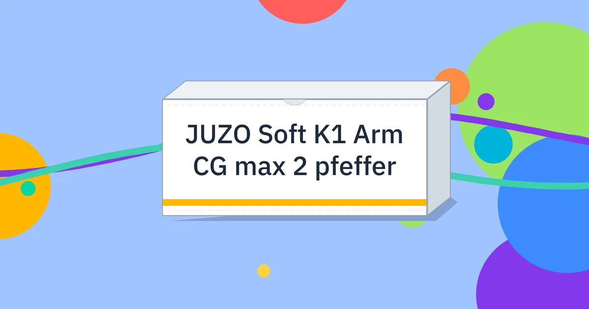 Symbolbild: Packung mit der Aufschrift JUZO Soft K1 Arm CG max 2 pfeffer (PZN 15510089) – Verfügbarkeit und Bezug in Apotheken in Frankfurt am Main