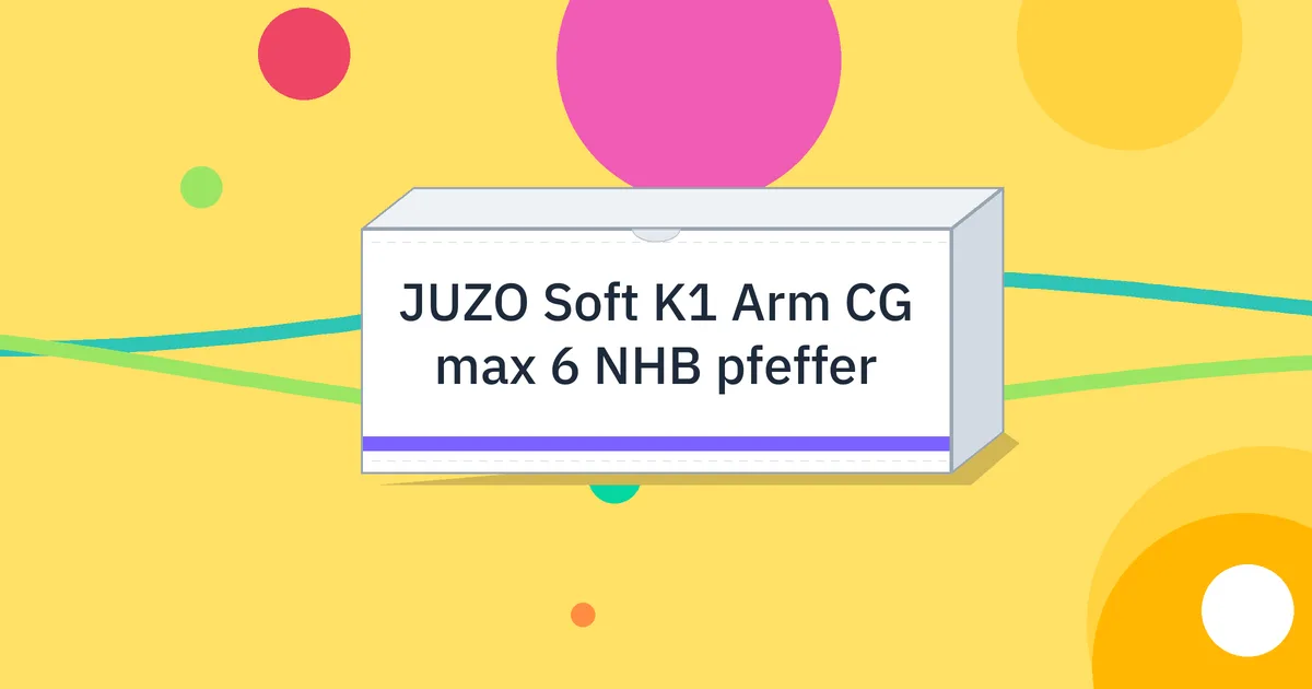 Symbolbild: Packung mit der Aufschrift JUZO Soft K1 Arm CG max 6 NHB pfeffer (PZN 15508773) – Verfügbarkeit und Bezug in Apotheken in Frankfurt am Main