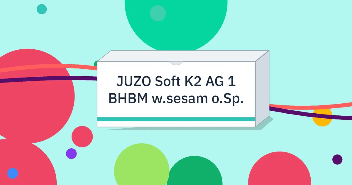 Symbolbild: Packung mit der Aufschrift JUZO Soft K2 AG 1 BHBM w.sesam o.Sp. (PZN 14868742) – Verfügbarkeit und Bezug in Apotheken in Frankfurt am Main