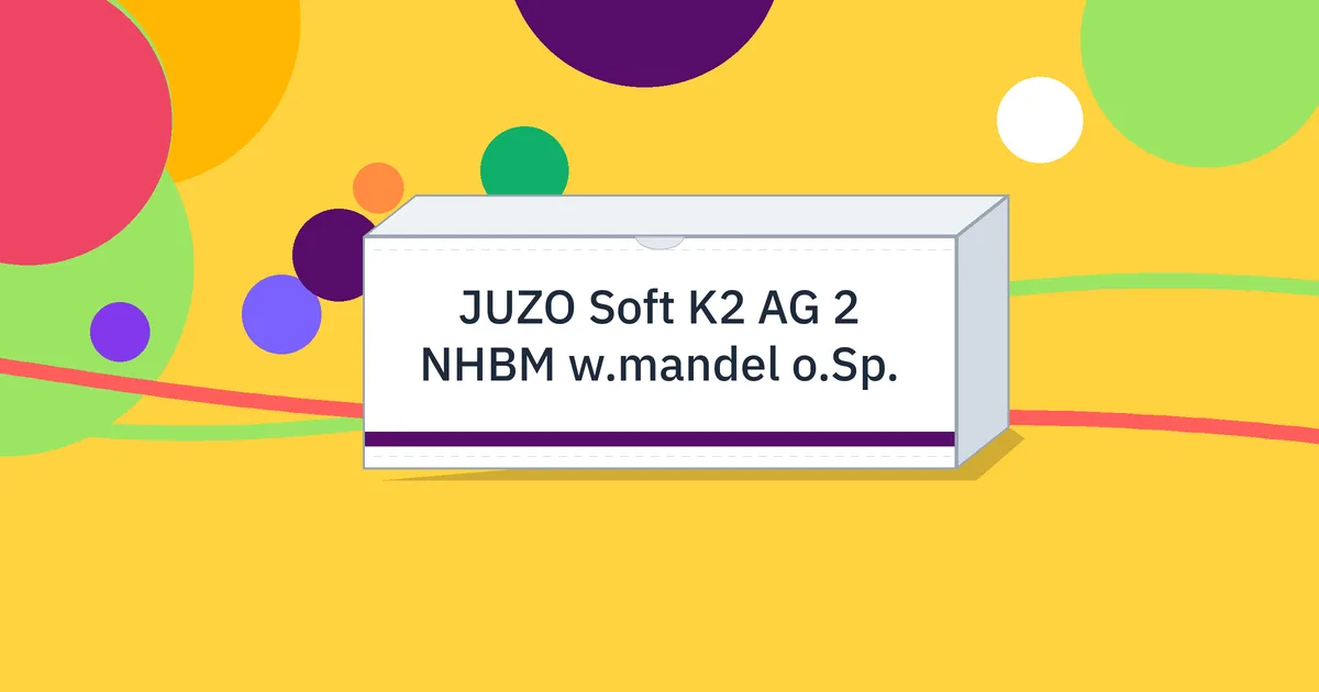 Symbolbild: Packung mit der Aufschrift JUZO Soft K2 AG 2 NHBM w.mandel o.Sp. (PZN 15001347) – Verfügbarkeit und Bezug in Apotheken in Frankfurt am Main