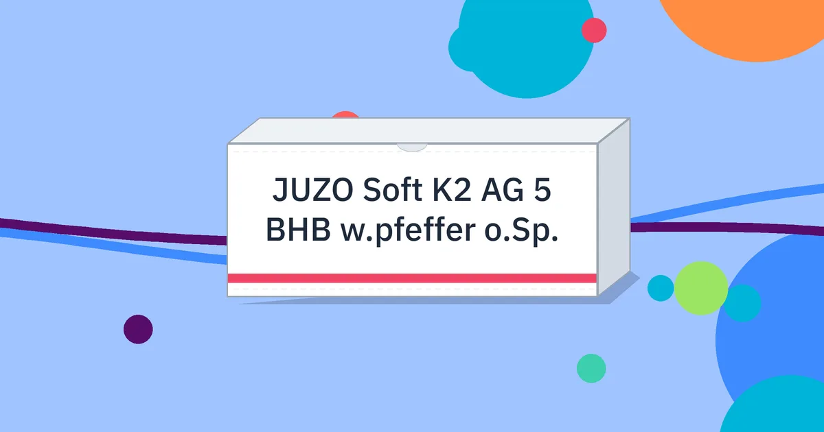 Symbolbild: Packung mit der Aufschrift JUZO Soft K2 AG 5 BHB w.pfeffer o.Sp. (PZN 14841269) – Verfügbarkeit und Bezug in Apotheken in Frankfurt am Main