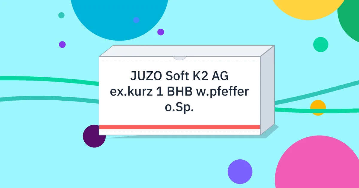 Symbolbild: Packung mit der Aufschrift JUZO Soft K2 AG ex.kurz 1 BHB w.pfeffer o.Sp. (PZN 14843819) – Verfügbarkeit und Bezug in Apotheken in Frankfurt am Main