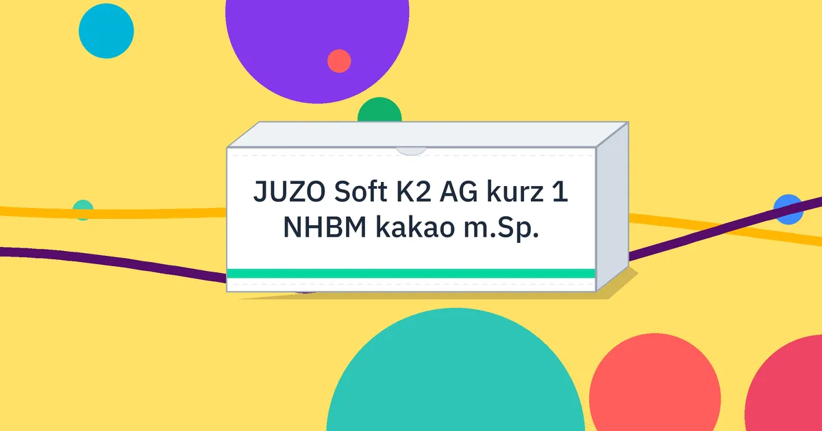Symbolbild: Packung mit der Aufschrift JUZO Soft K2 AG kurz 1 NHBM kakao m.Sp. (PZN 15019643) – Verfügbarkeit und Bezug in Apotheken in Frankfurt am Main