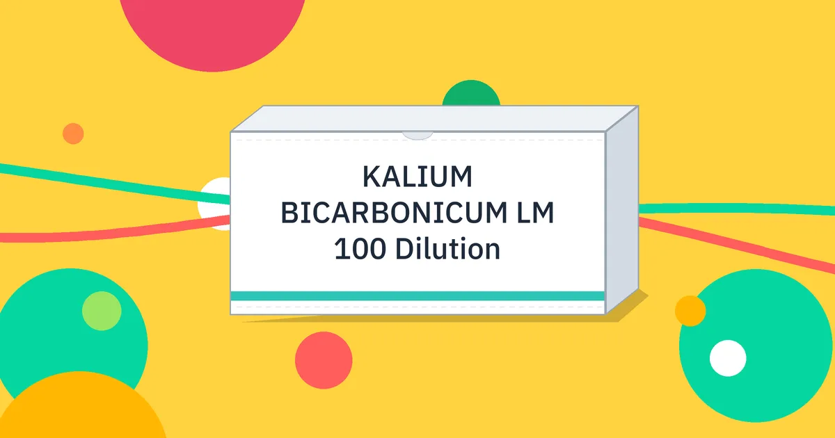 Symbolbild: Packung mit der Aufschrift KALIUM BICARBONICUM LM 100 Dilution (PZN 13783742) – Verfügbarkeit und Bezug in Apotheken in Frankfurt am Main