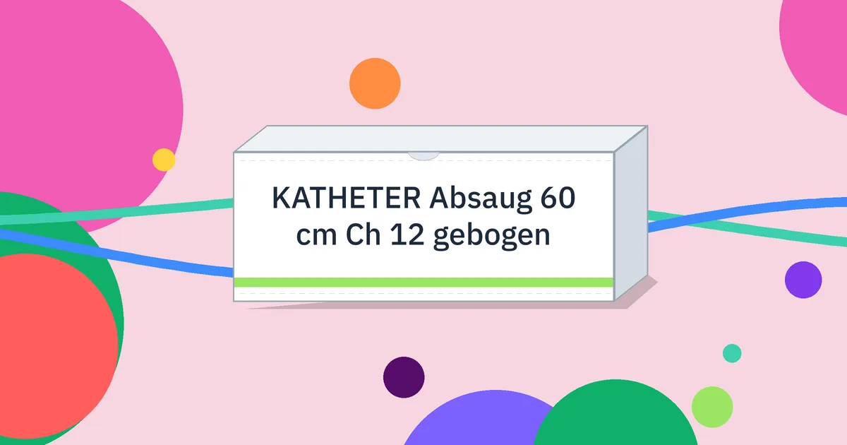 Symbolbild: Packung mit der Aufschrift KATHETER Absaug 60 cm Ch 12 gebogen (PZN 03200780) – Verfügbarkeit und Bezug in Apotheken in Frankfurt am Main