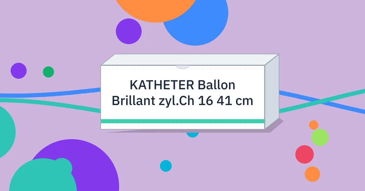 Symbolbild: Packung mit der Aufschrift KATHETER Ballon Brillant zyl.Ch 16 41 cm (PZN 09193503) – Verfügbarkeit und Bezug in Apotheken in Frankfurt am Main