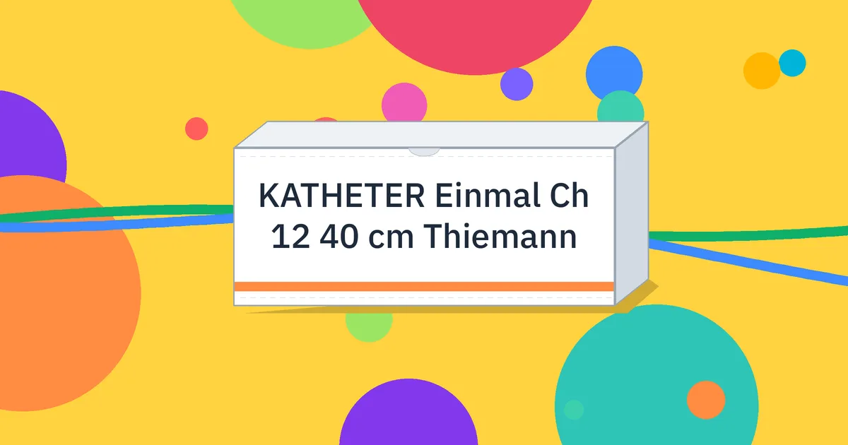 Symbolbild: Packung mit der Aufschrift KATHETER Einmal Ch 12 40 cm Thiemann (PZN 01730077) – Verfügbarkeit und Bezug in Apotheken in Frankfurt am Main