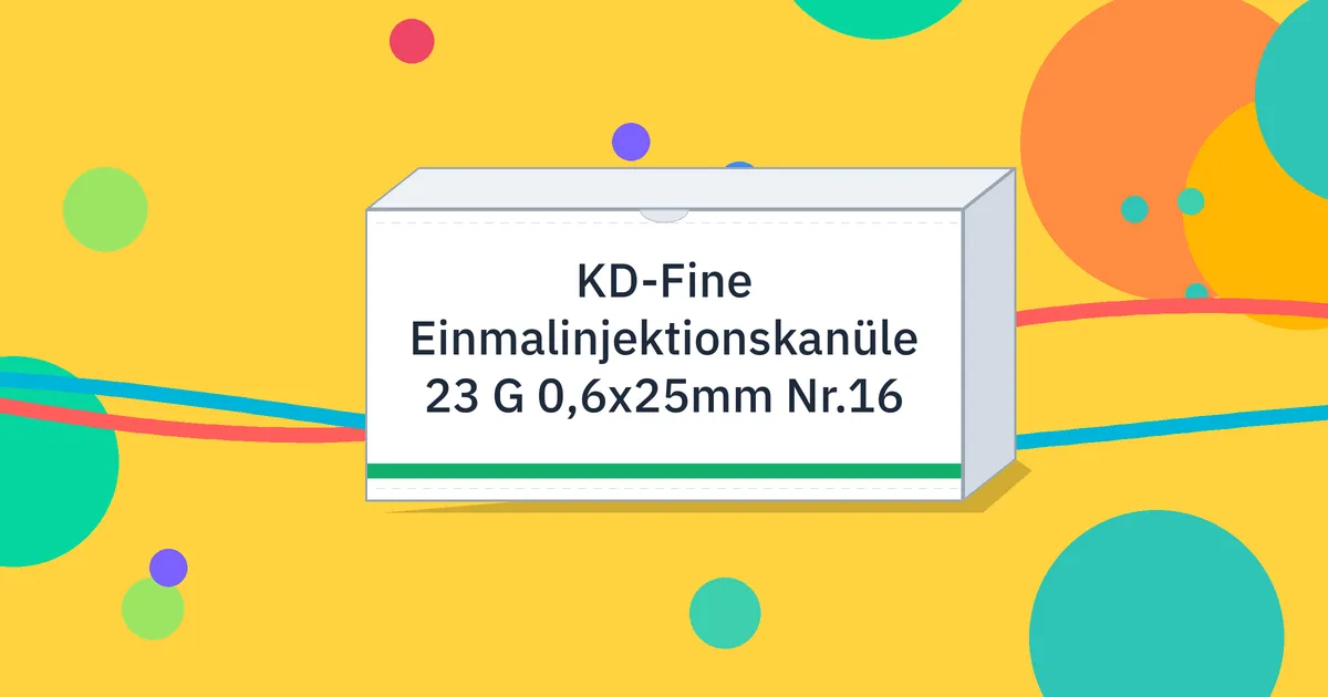 Symbolbild: Packung mit der Aufschrift KD-Fine Einmalinjektionskanüle 23 G 0,6x25mm Nr.16 (PZN 17850323) – Verfügbarkeit und Bezug in Apotheken in Frankfurt am Main