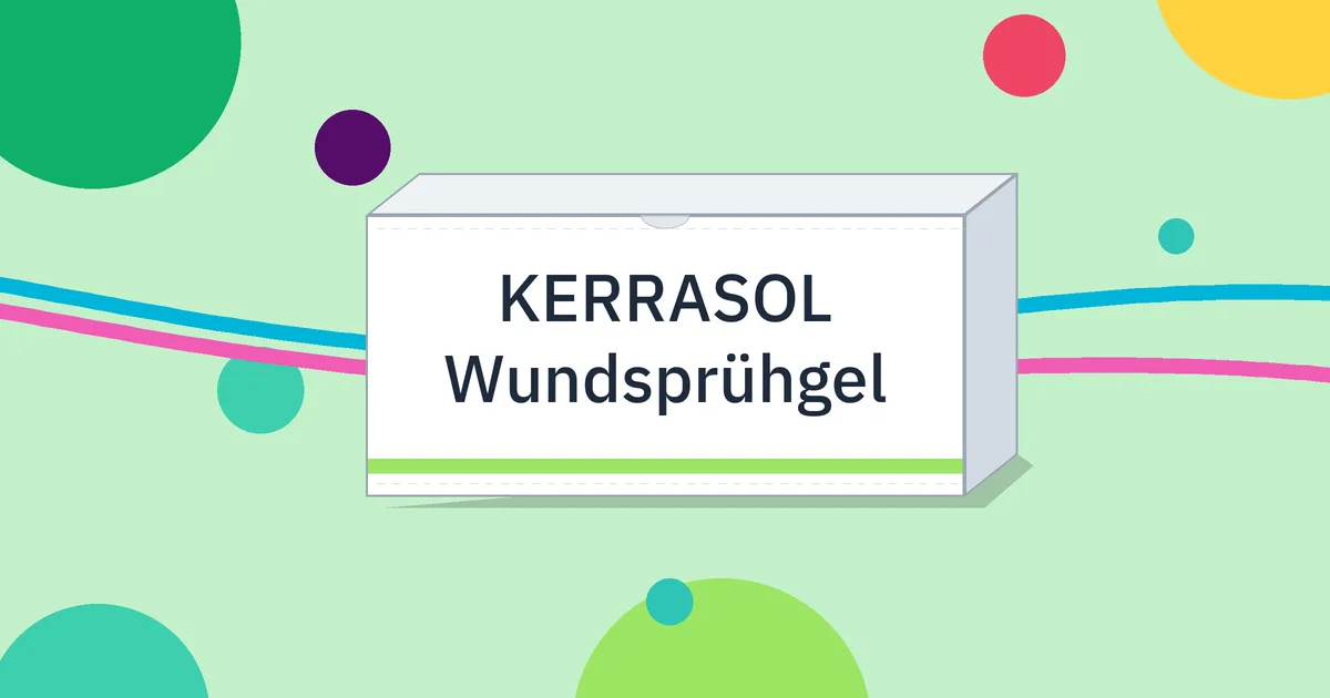 Symbolbild: Packung mit der Aufschrift KERRASOL Wundsprühgel (PZN 11341135) – Verfügbarkeit und Bezug in Apotheken in Frankfurt am Main