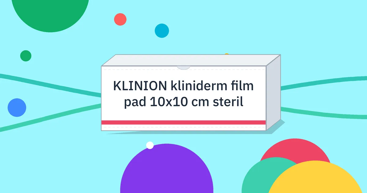 Symbolbild: Packung mit der Aufschrift KLINION kliniderm film pad 10x10 cm steril (PZN 19808578) – Verfügbarkeit und Bezug in Apotheken in Frankfurt am Main