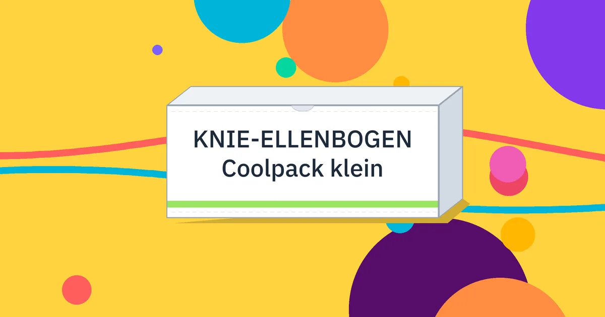 Symbolbild: Packung mit der Aufschrift KNIE-ELLENBOGEN Coolpack klein (PZN 10330655) – Verfügbarkeit und Bezug in Apotheken in Frankfurt am Main