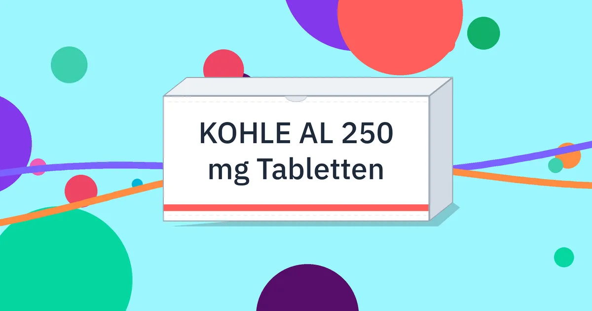Symbolbild: Packung mit der Aufschrift KOHLE AL 250 mg Tabletten (PZN 16240775) – Verfügbarkeit und Bezug in Apotheken in Frankfurt am Main