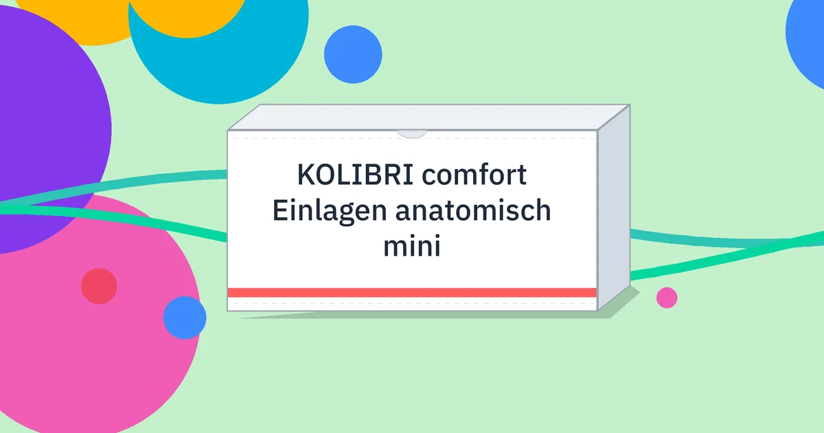 Symbolbild: Packung mit der Aufschrift KOLIBRI comfort Einlagen anatomisch mini (PZN 11601381) – Verfügbarkeit und Bezug in Apotheken in Frankfurt am Main