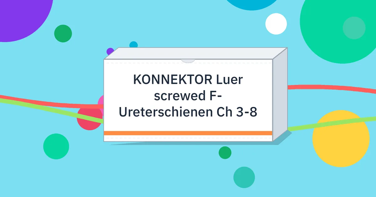 Symbolbild: Packung mit der Aufschrift KONNEKTOR Luer screwed F-Ureterschienen Ch 3-8 (PZN 19252767) – Verfügbarkeit und Bezug in Apotheken in Frankfurt am Main
