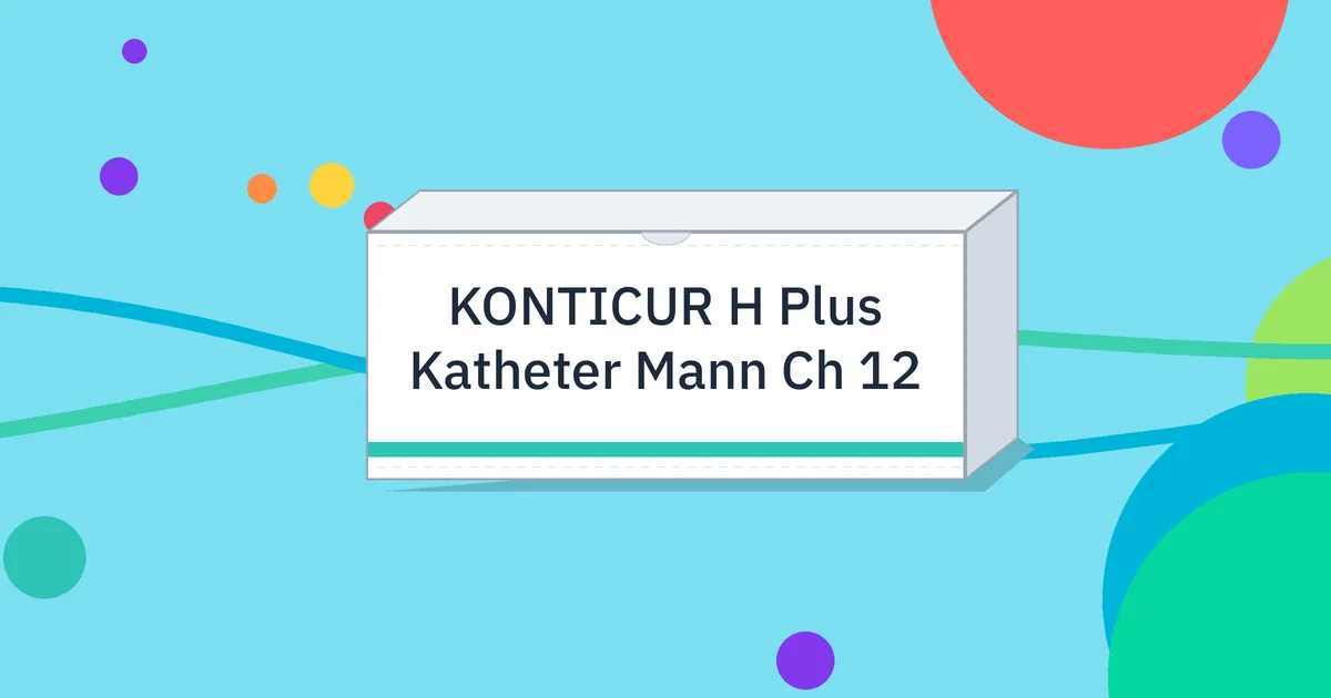 Symbolbild: Packung mit der Aufschrift KONTICUR H Plus Katheter Mann Ch 12 (PZN 19643350) – Verfügbarkeit und Bezug in Apotheken in Frankfurt am Main