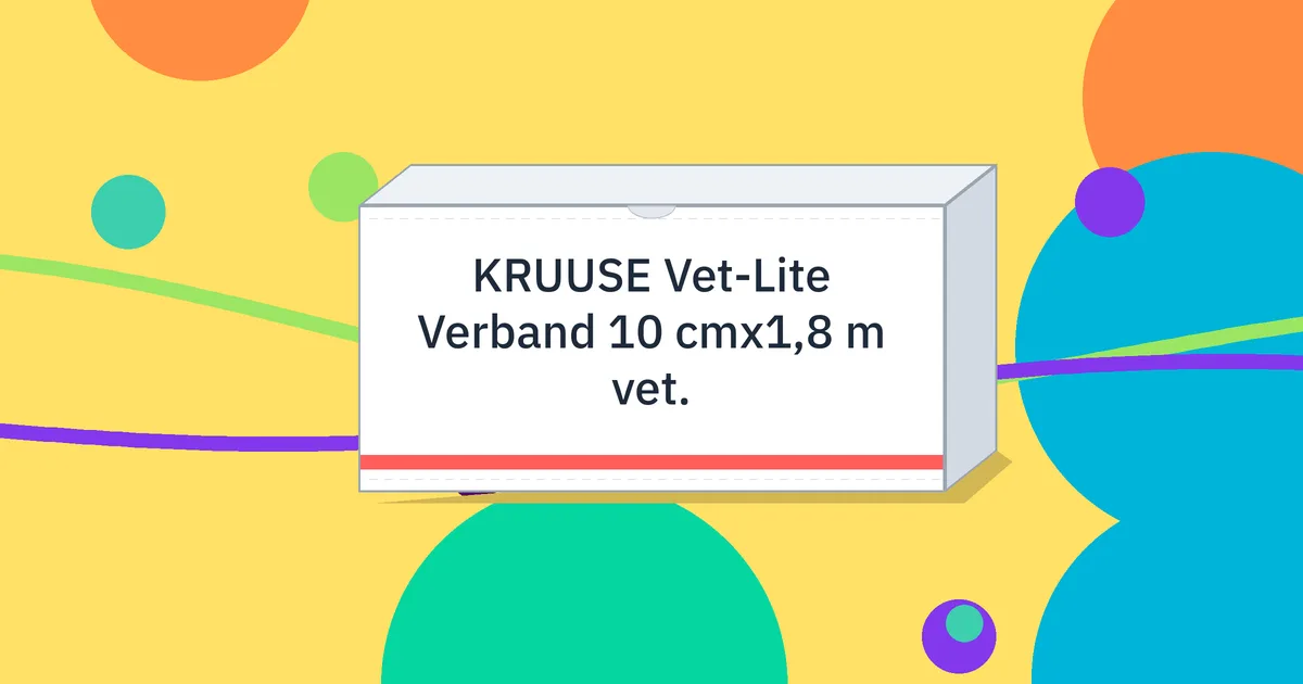 Symbolbild: Packung mit der Aufschrift KRUUSE Vet-Lite Verband 10 cmx1,8 m vet. (PZN 18443229) – Verfügbarkeit und Bezug in Apotheken in Frankfurt am Main