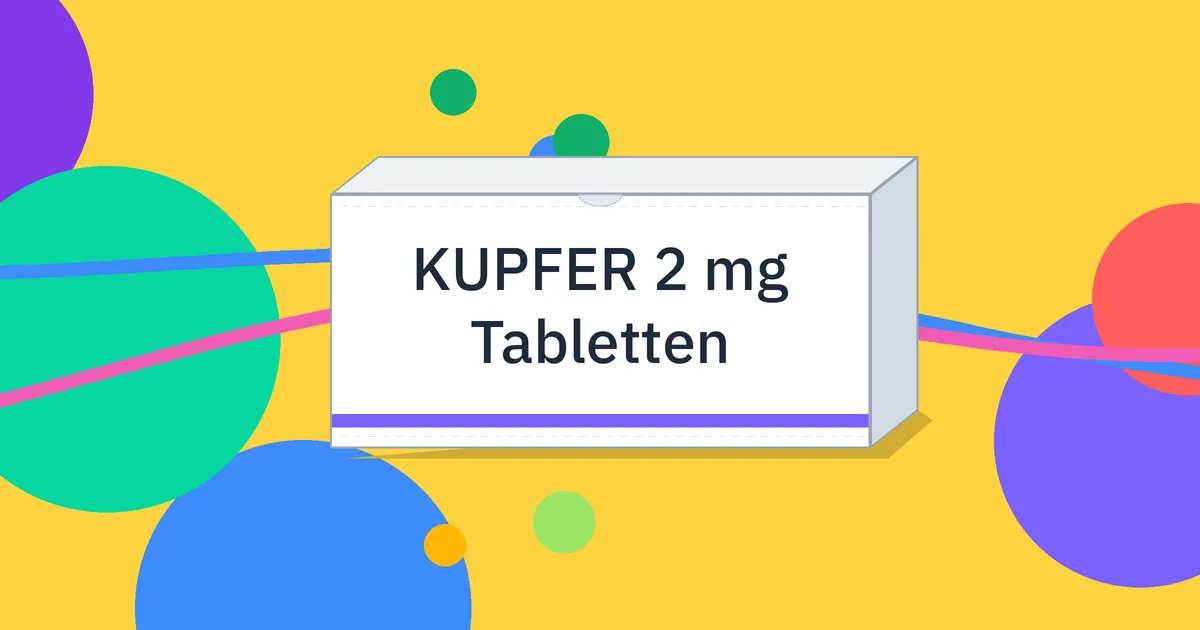 Symbolbild: Packung mit der Aufschrift KUPFER 2 mg Tabletten (PZN 18040767) – Verfügbarkeit und Bezug in Apotheken in Frankfurt am Main